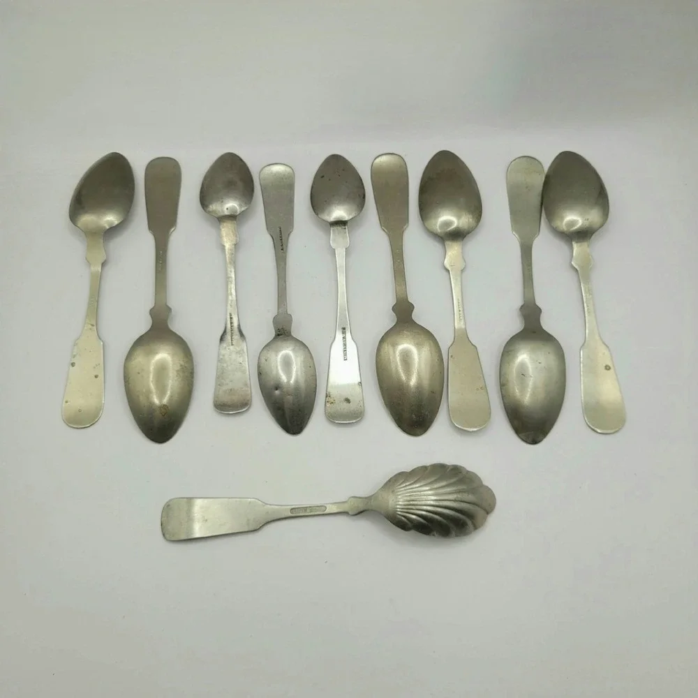 Antique | Dining | Antique Mixed Coin Silver Spoons Lot Hall Elton G ...